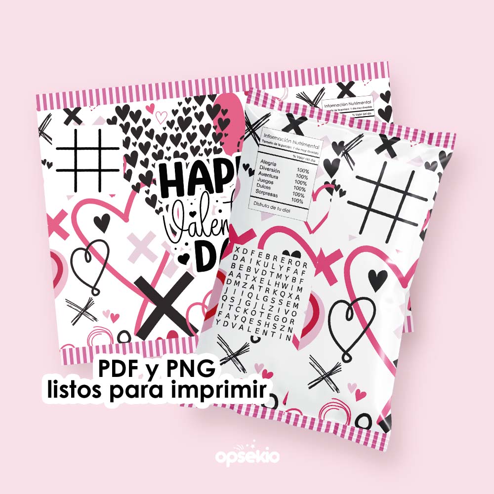 Chip Bags San Valentín Imprimibles – Envolturas para San Valentín – Opsekio